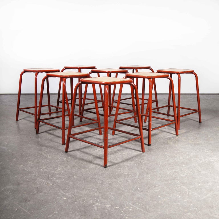 1960's French Mullca Vintage Stacking Laboratory Stool, Red, Set of ...