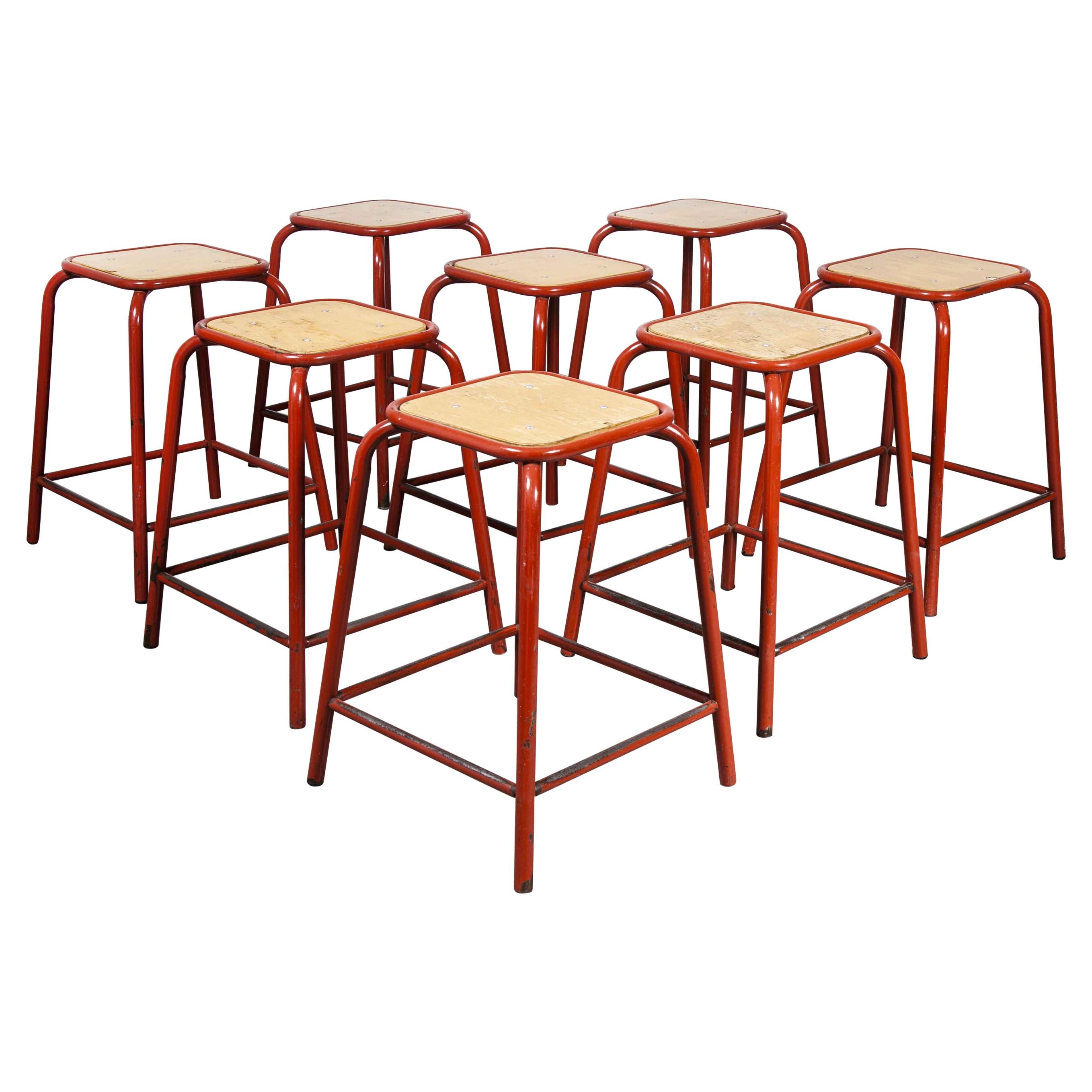 1960's French Mullca Vintage Stacking Laboratory Stool, Red, Set of ...