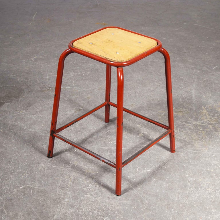 1960's French Mullca Vintage Stacking Laboratory Stool, Red, Set of ...