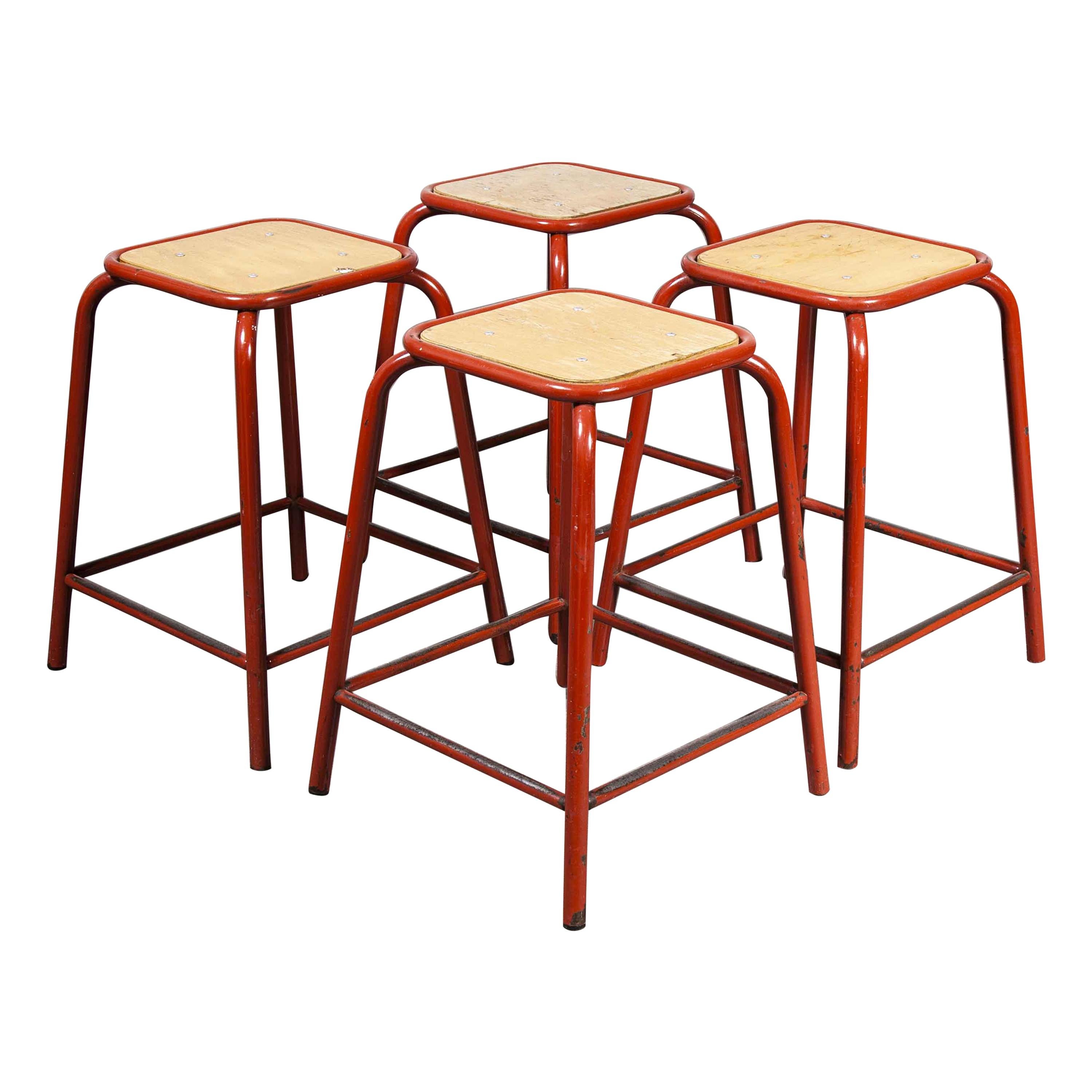 1960's French Mullca Vintage Stacking Laboratory Stool, Red, Set of ...