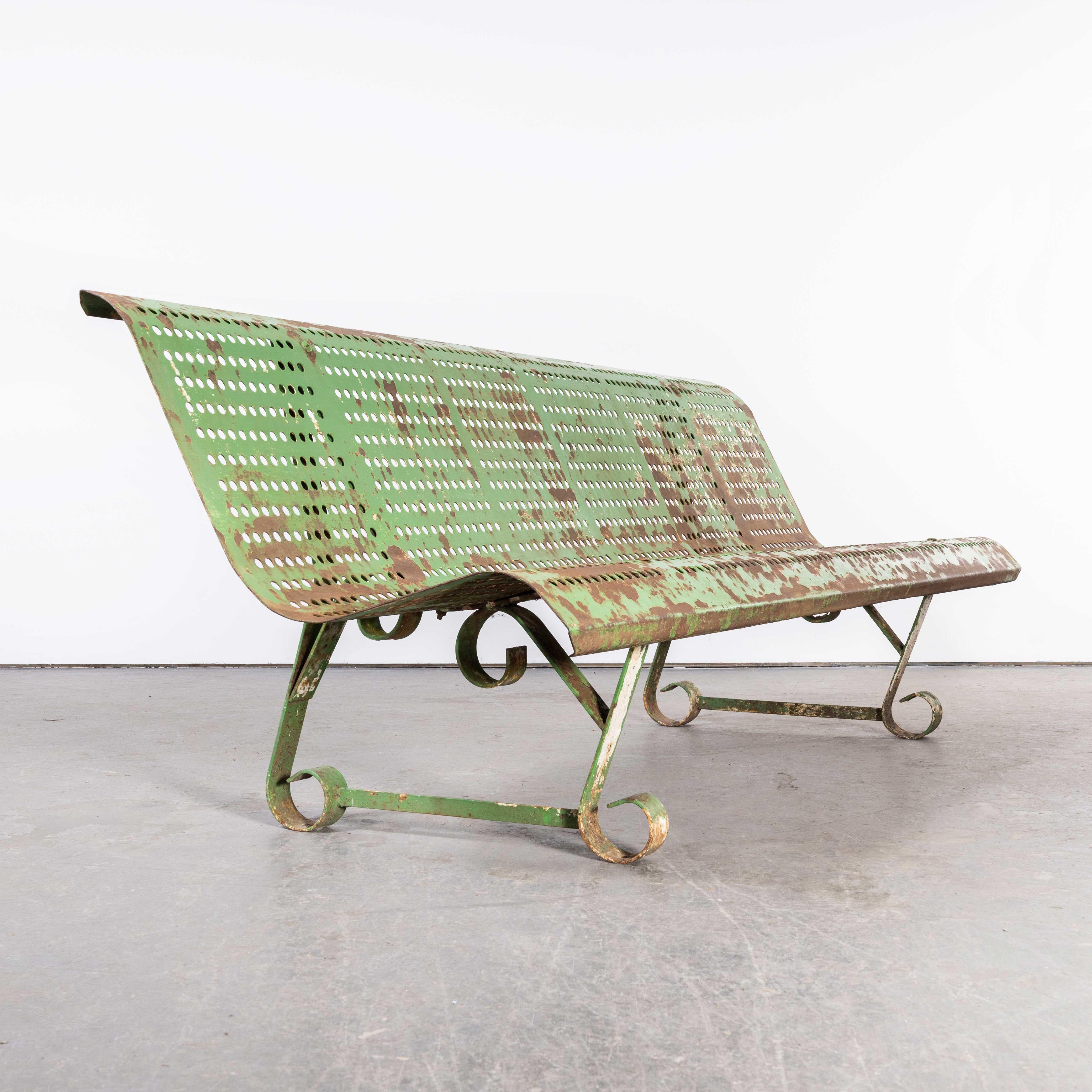 1960's French Municipal Garden Bench - Scroll Feet For Sale at 1stDibs