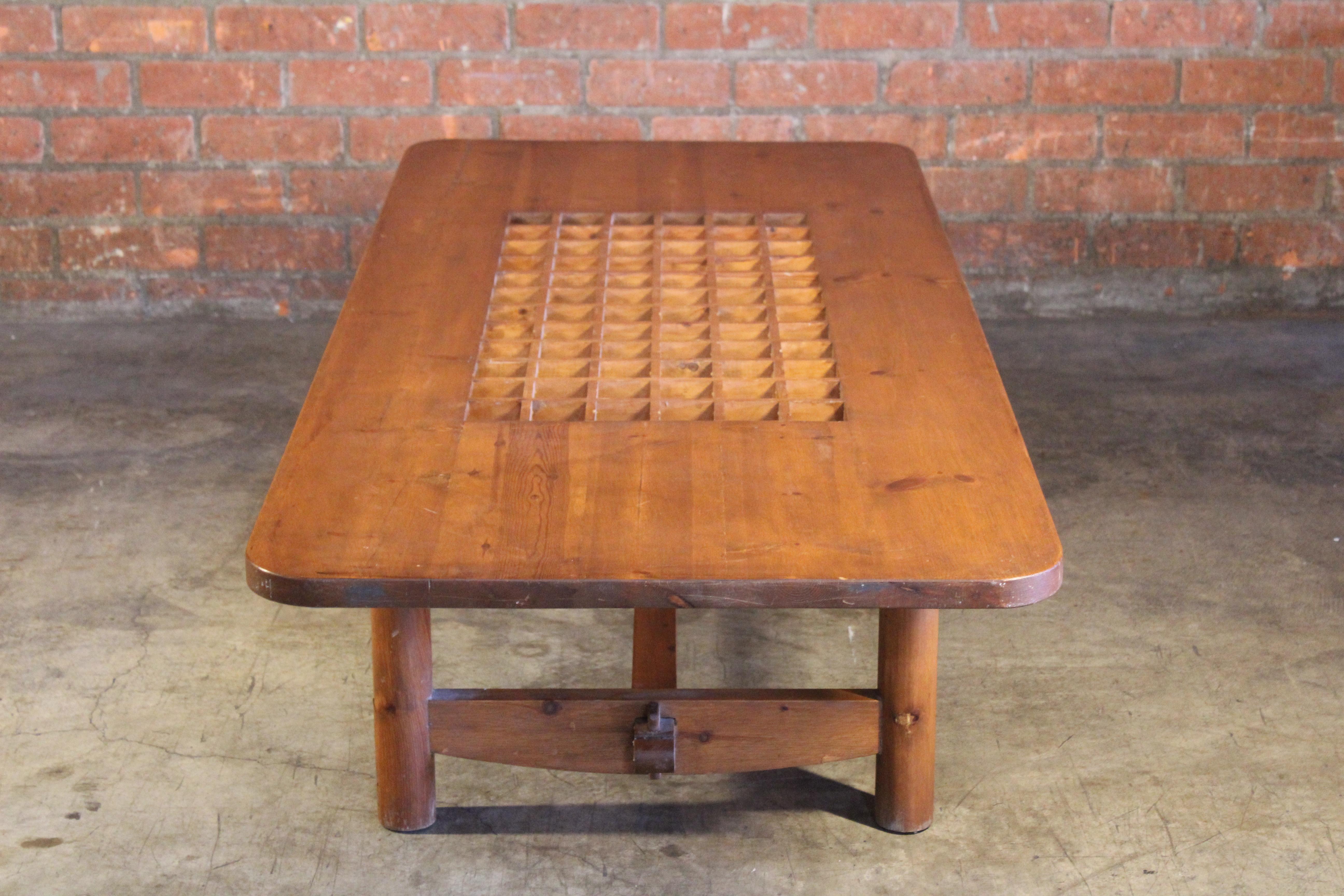 1960s French Pine Coffee Table Perriand Style For Sale at 1stDibs