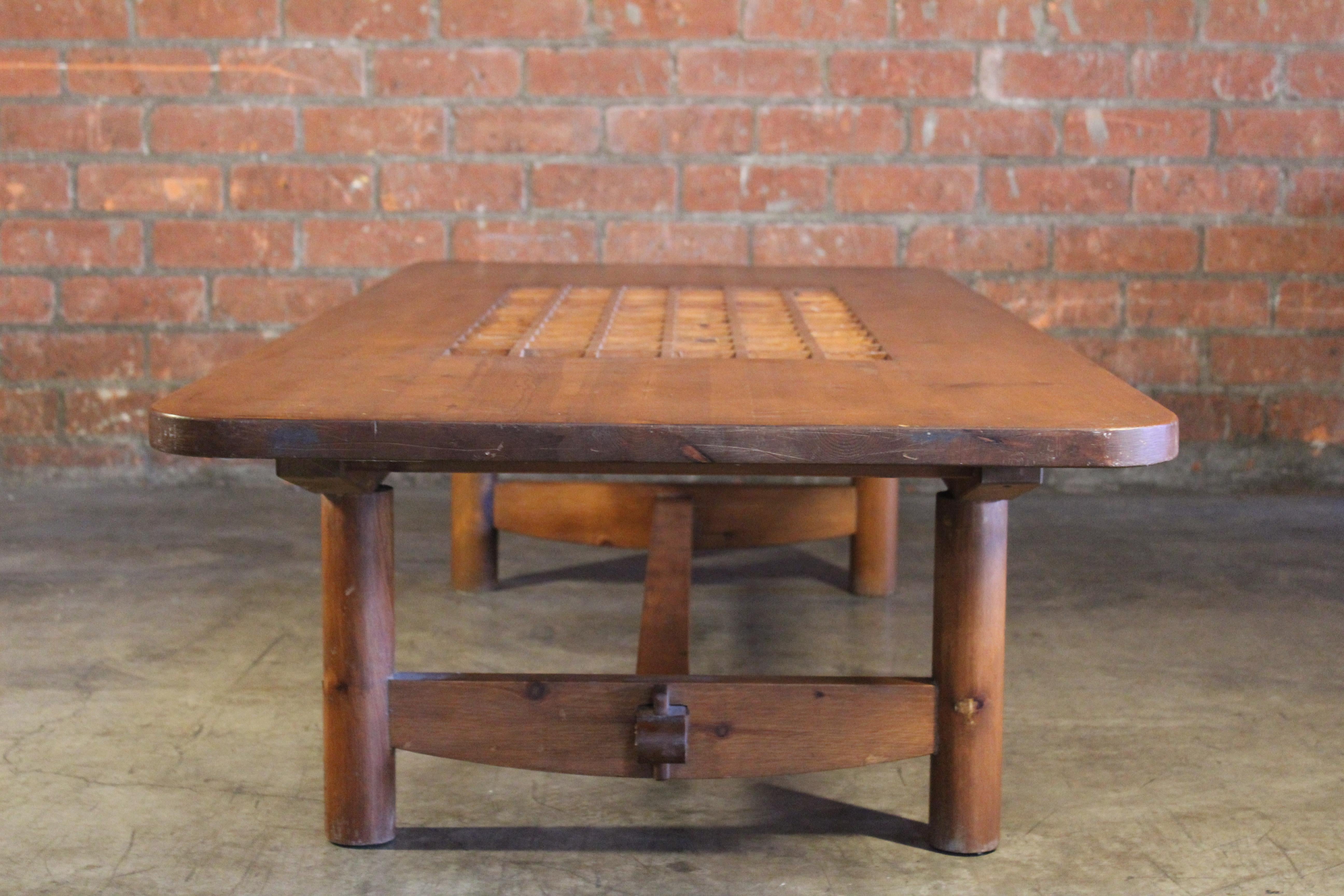 1960s French Pine Coffee Table Perriand Style For Sale at 1stDibs