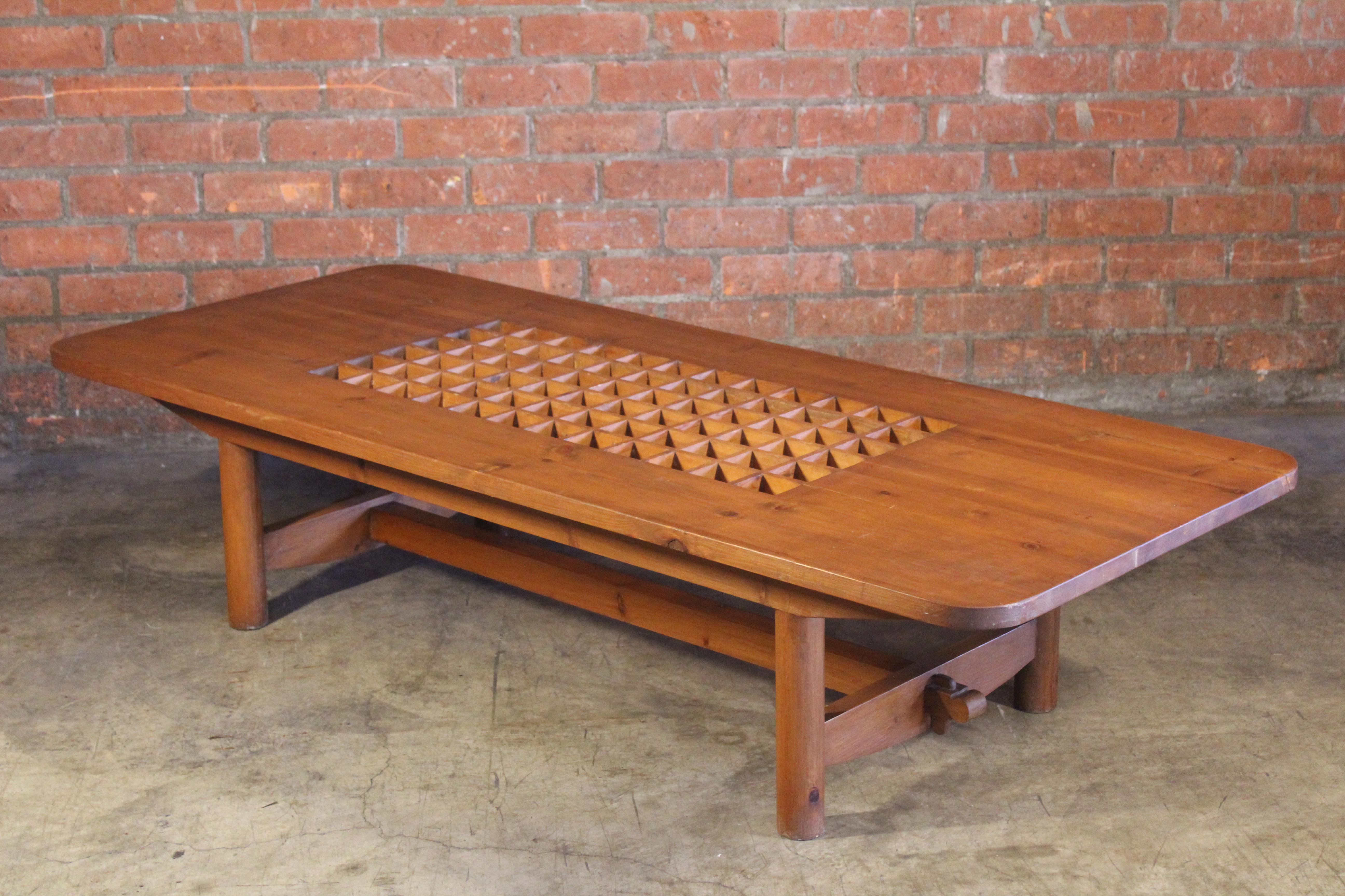 1960s French Pine Coffee Table Perriand Style For Sale at 1stDibs