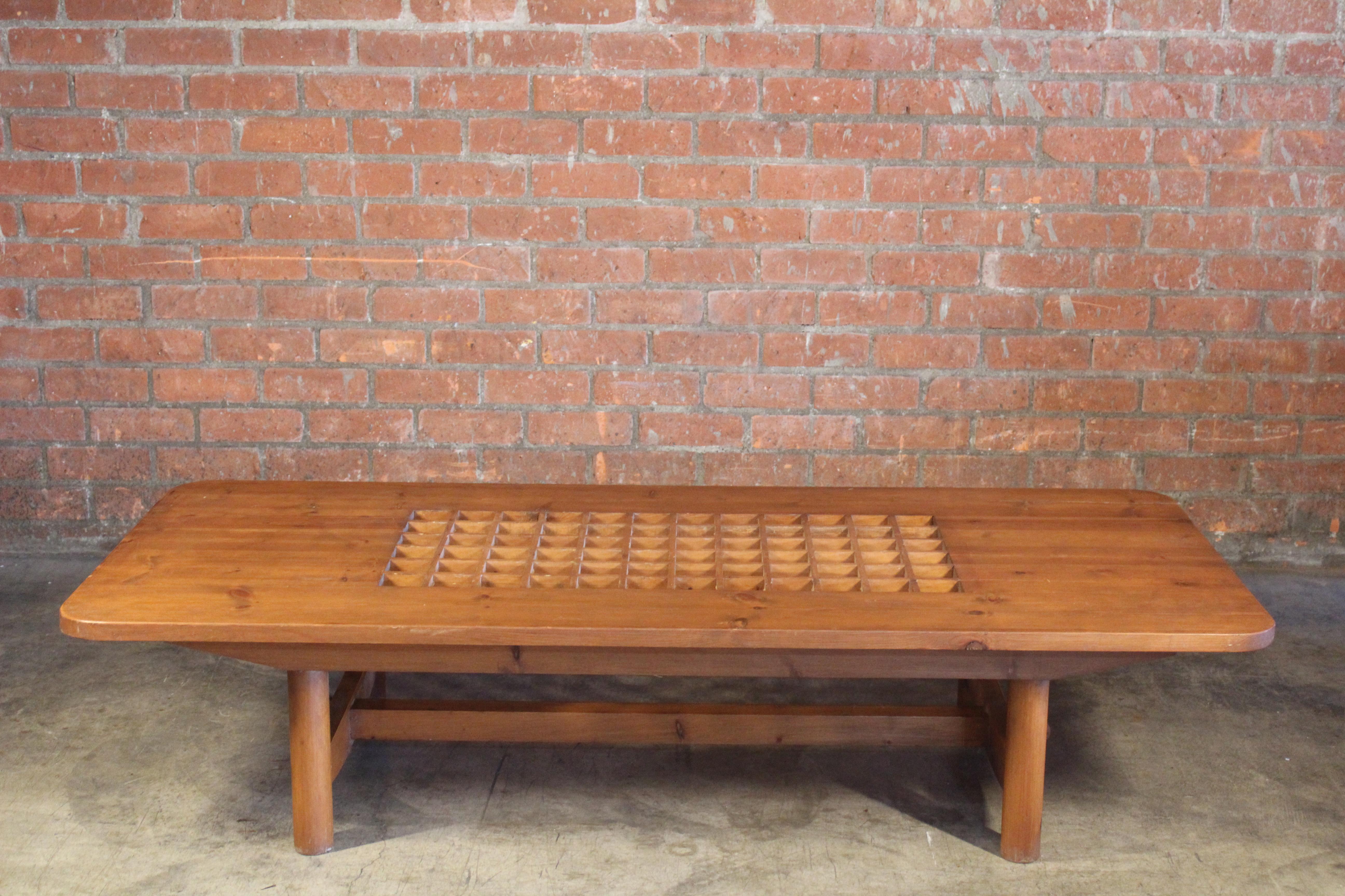 1960s French Pine Coffee Table Perriand Style For Sale at 1stDibs