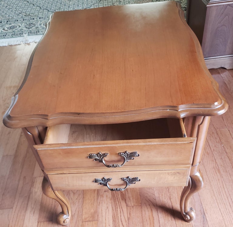 1960s French Provincial Maple Side Tables, a Pair For Sale at 1stDibs
