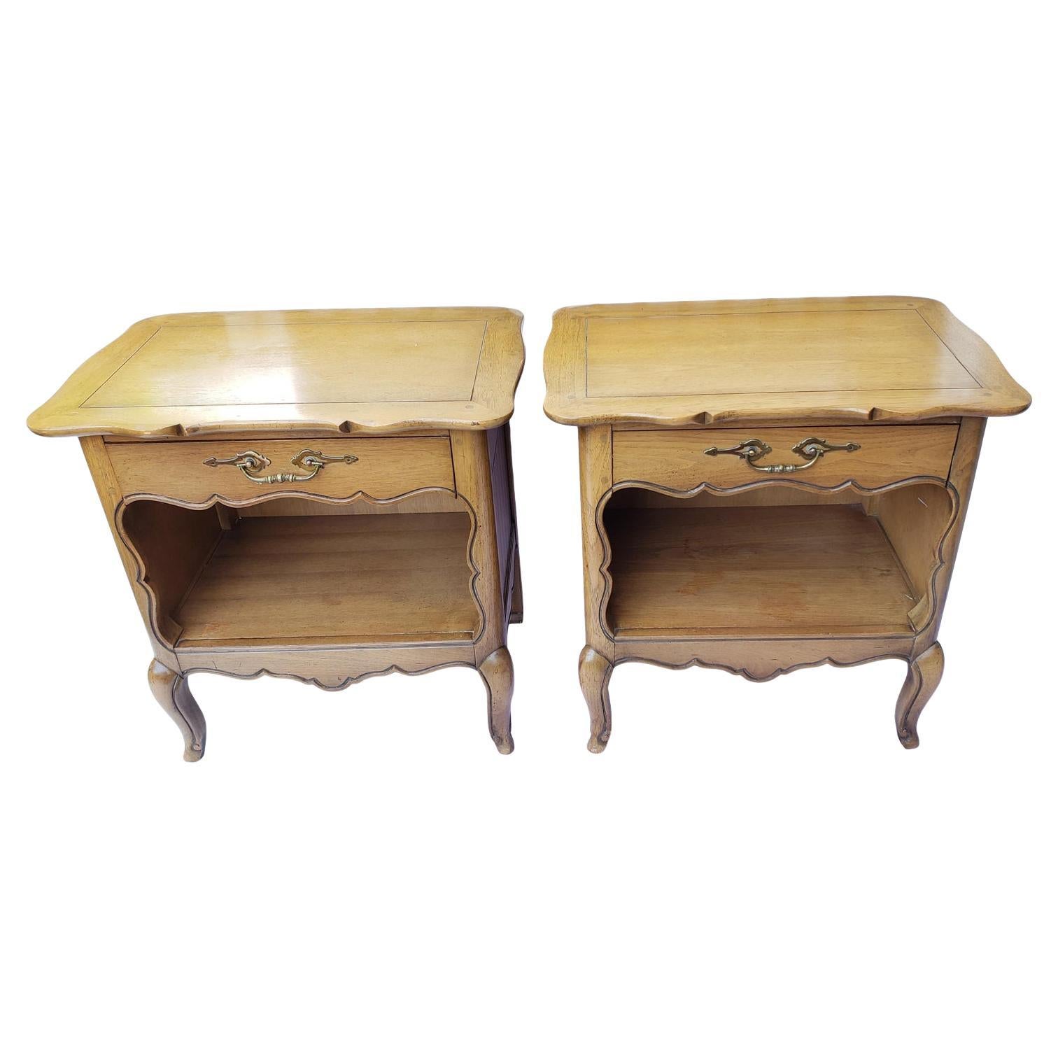 Pair of French Country Provincial Style Bombe Nightstand Attributed to ...