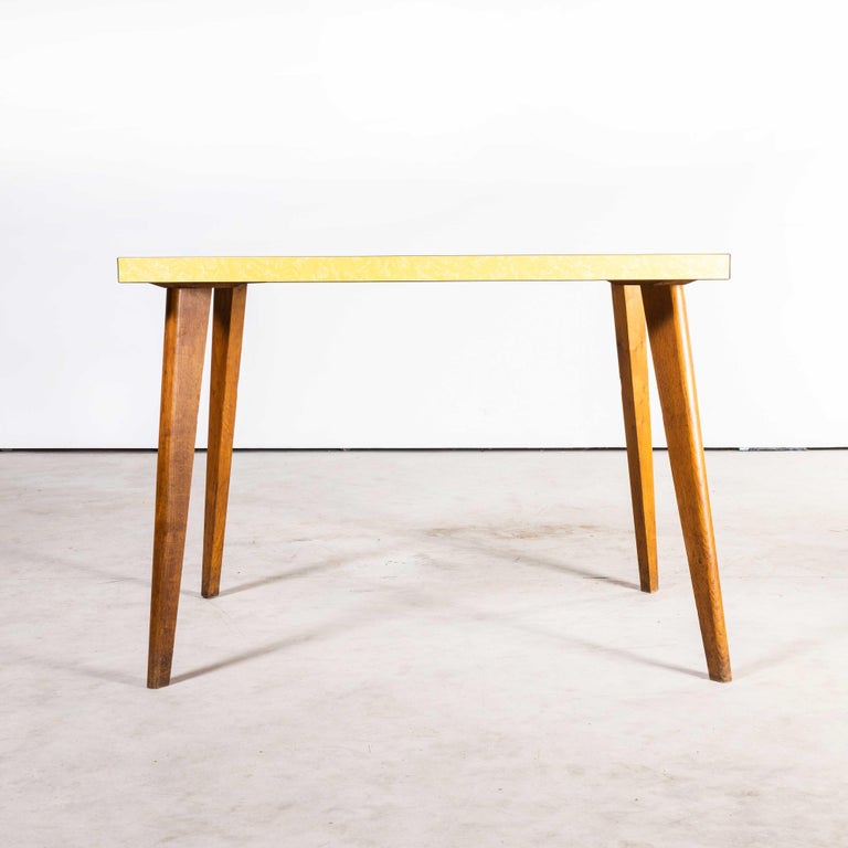 1960's French Rectangular Yellow Kitchen - Dining Table For Sale at 1stDibs