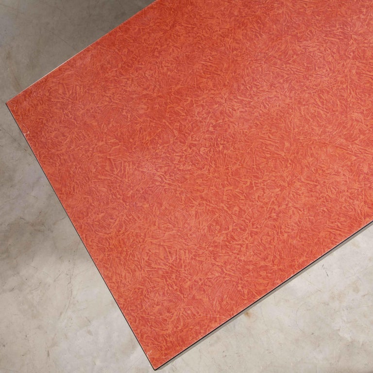 1960’s French Red Laminate Dining Table with Aluminium Base ...