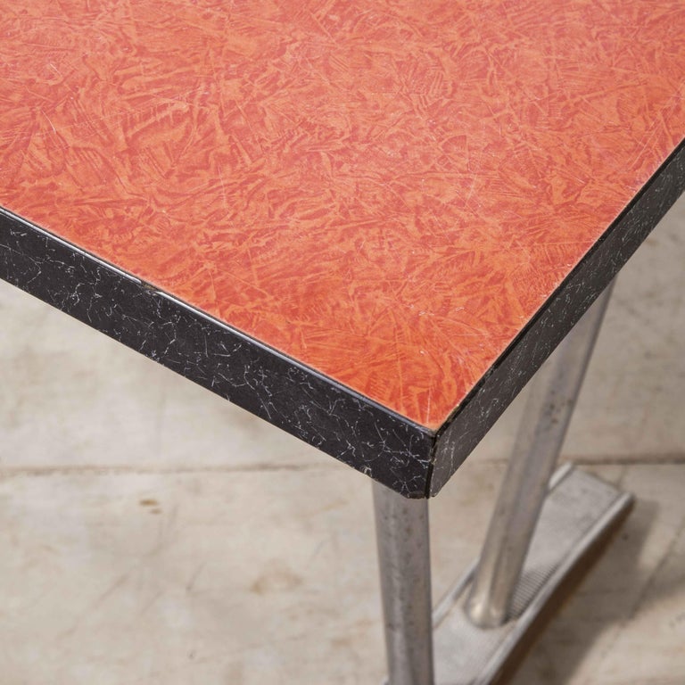 1960’s French Red Laminate Dining Table with Aluminium Base ...