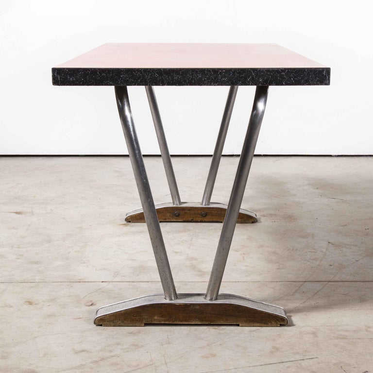 1960’s French Red Laminate Dining Table with Aluminium Base ...