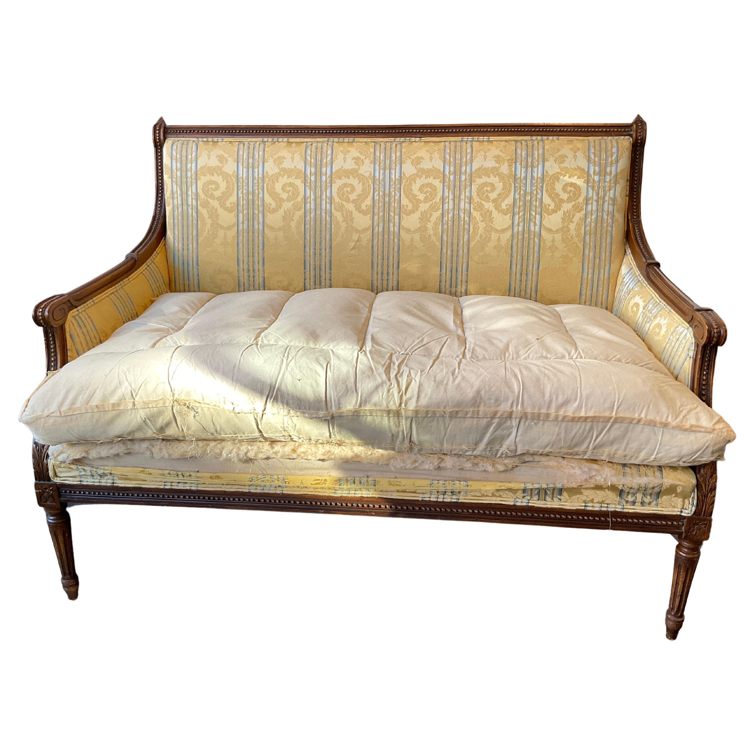 French Reticulated Carved Mahogany Louis XVI Style Settee Sofa Couch ...
