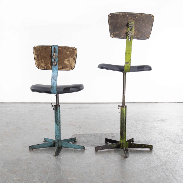 1960's French Swivelling Industrial Chairs, Set of Five For Sale at 1stDibs