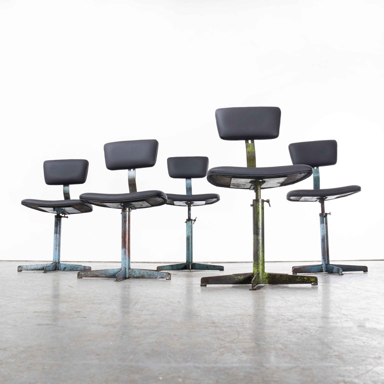 1960's French Swivelling Industrial Chairs, Set of Five For Sale at 1stDibs
