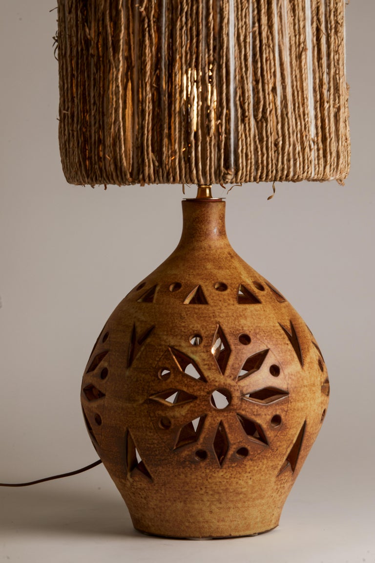 1960s French Vallauris Cut Out Pottery Lamp at 1stDibs