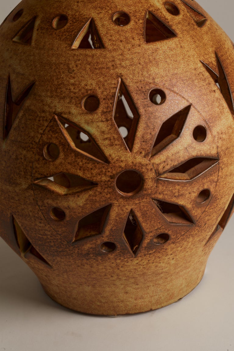 1960s French Vallauris Cut Out Pottery Lamp at 1stDibs