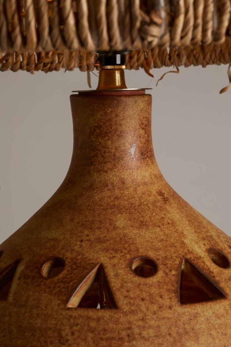 1960s French Vallauris Cut Out Pottery Lamp at 1stDibs