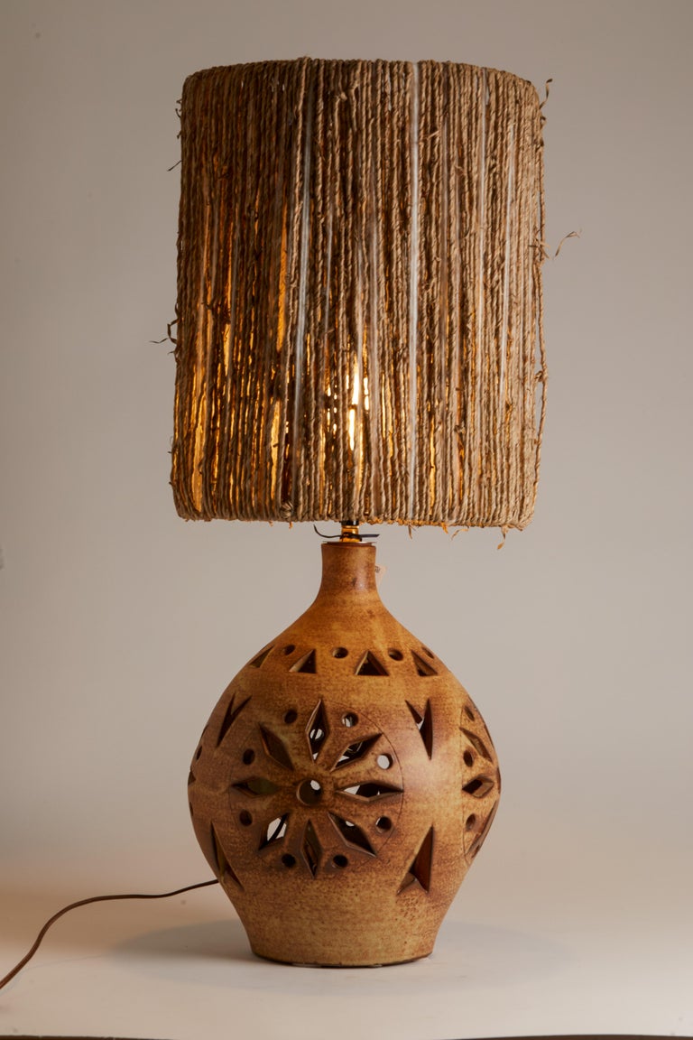 1960s French Vallauris Cut Out Pottery Lamp at 1stDibs