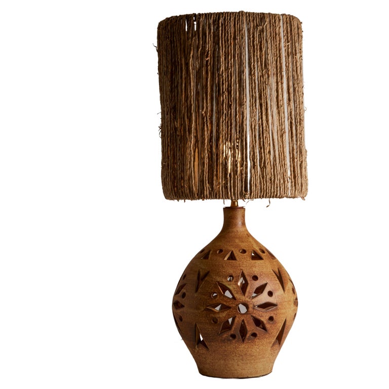 1960s French Vallauris Cut Out Pottery Lamp at 1stDibs