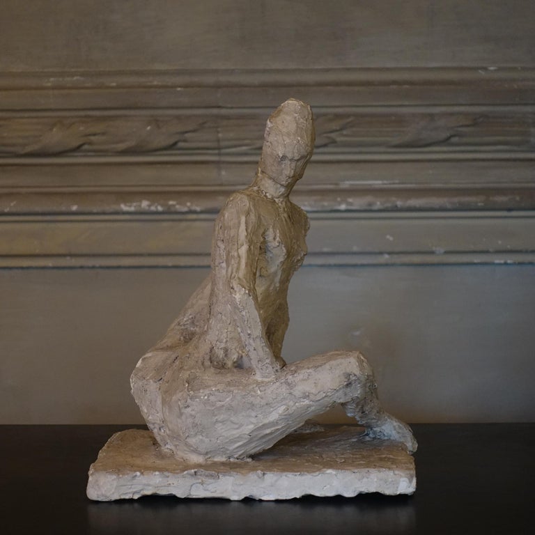 1960s French White Gypsum Figurative Sculpture For Sale at 1stDibs