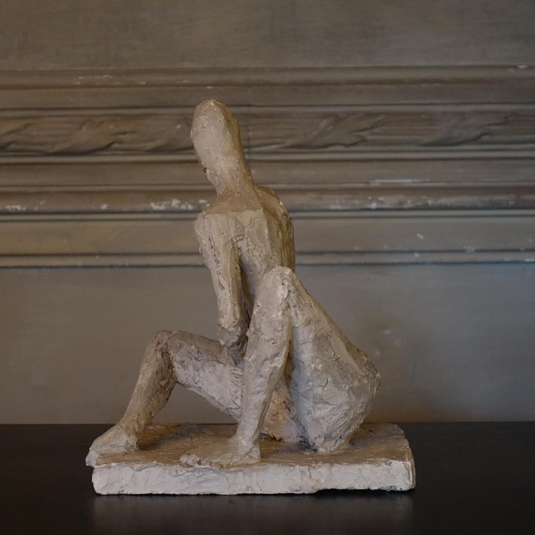 1960s French White Gypsum Figurative Sculpture For Sale at 1stDibs