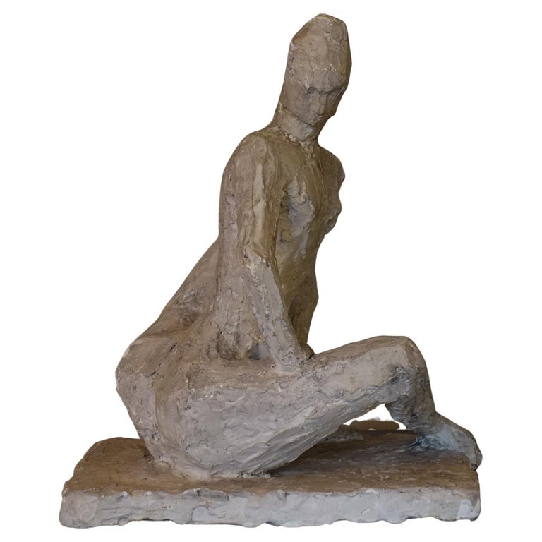 1960s French White Gypsum Figurative Sculpture For Sale at 1stDibs