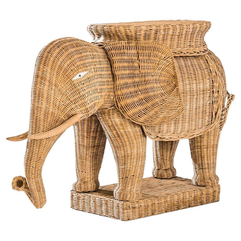 1960s French Wicker Elephant at 1stDibs