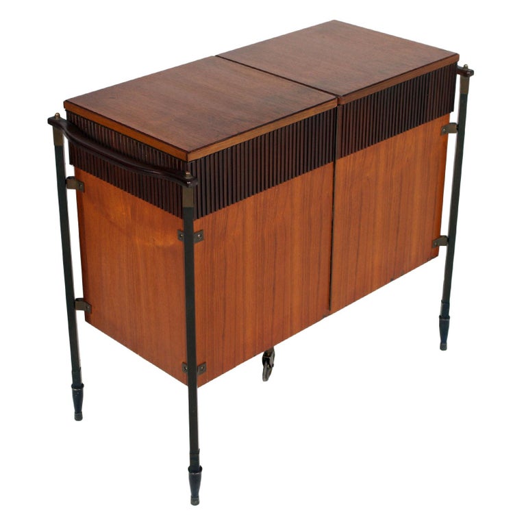 1960s from Cantù Folding Cocktail Bar Cabinet in Teak Franco Albini Attributed at 1stDibs