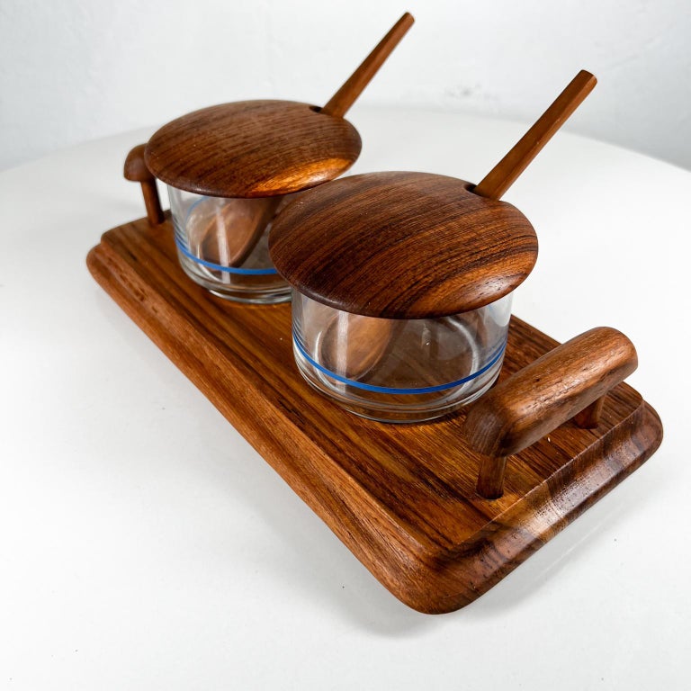 1960s Fun Condiment Server Set with Spoons Teak by GoodWood For Sale at ...