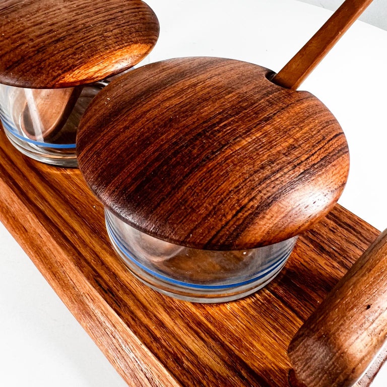 1960s Fun Condiment Server Set with Spoons Teak by GoodWood For Sale at ...