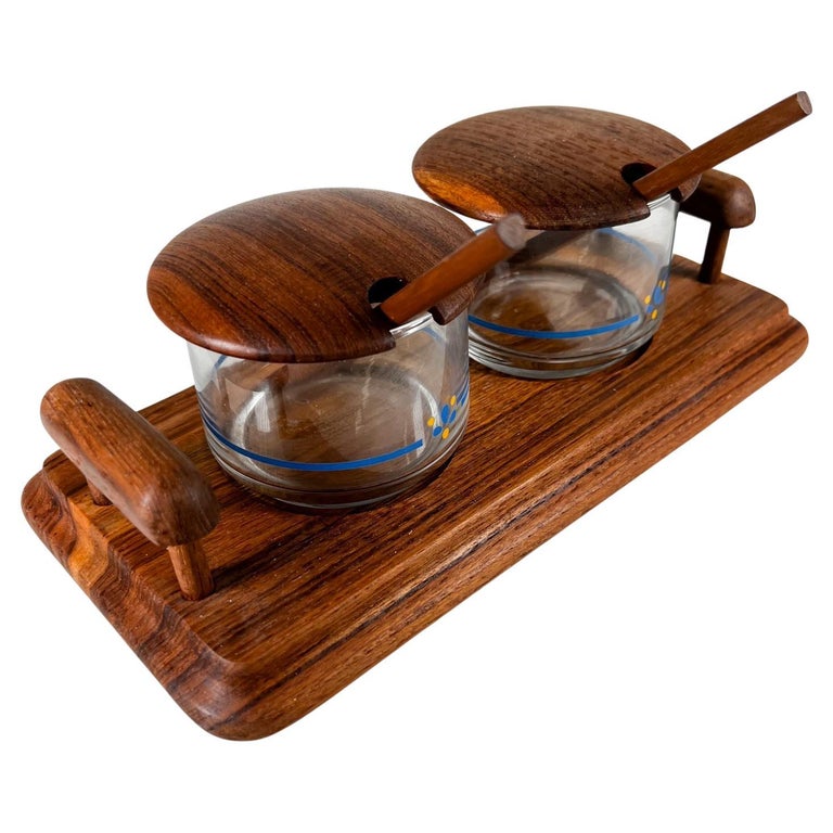 1960s Fun Condiment Server Set with Spoons Teak by GoodWood For Sale at ...