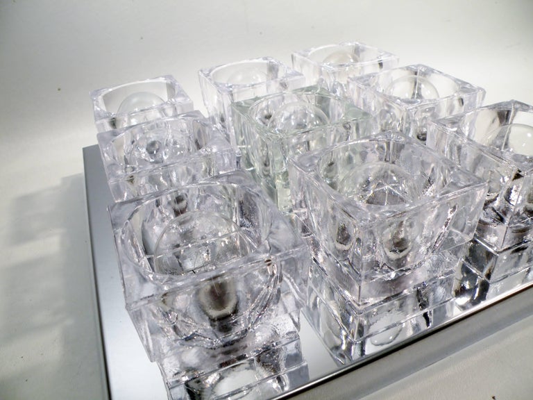 1960s Gaetano Sciolari Nine-Light Crystal Cube Flush Mount Lamp For ...