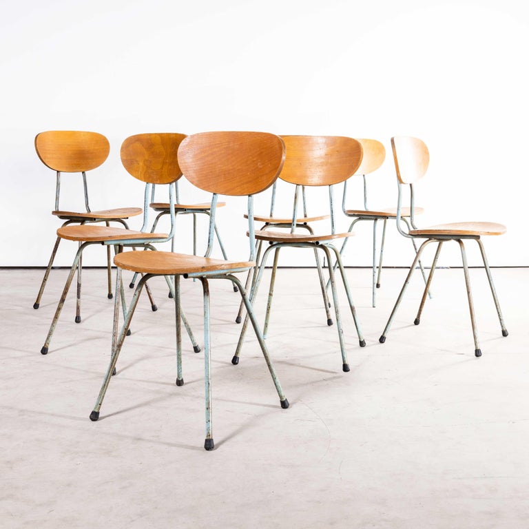1960s German Café Dining Chairs with Aqua Frame, Set of Eight For Sale ...