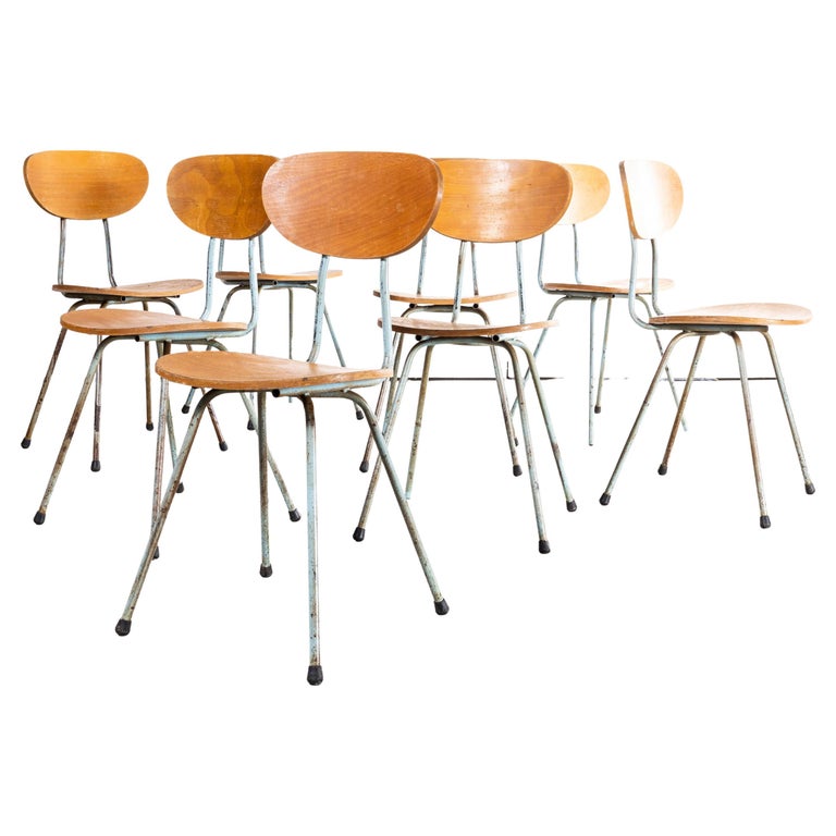 1960s German Café Dining Chairs with Aqua Frame, Set of Eight For Sale ...