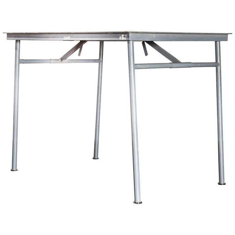 1960s German Military Industrial Small Dining, Occasional Folding Table ...