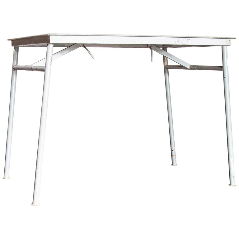 1960s German Military Industrial Small Dining, Occasional Folding Table ...