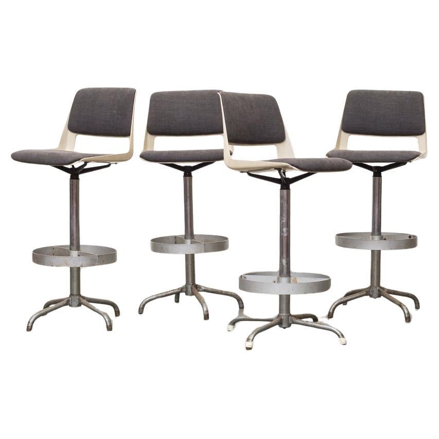 1960s Gispen BZ 1802 Bar Height Stools in Metal, Gray Upholstery and ...