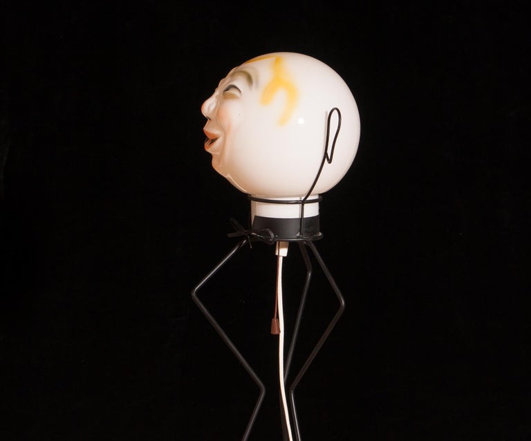 1960s, Glass Face on a Metal Stand Floor Lamp For Sale at 1stDibs