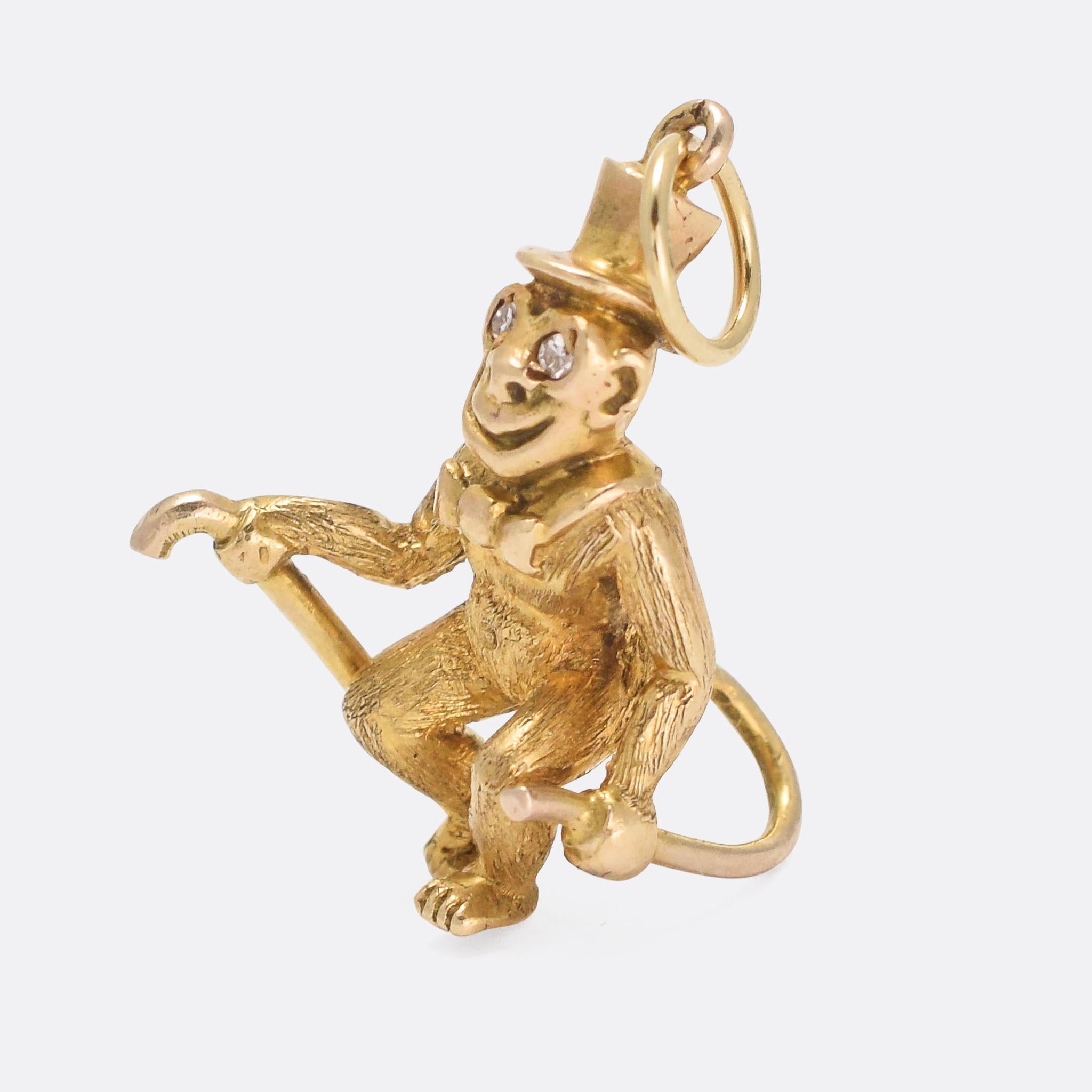 1960s Gold Monkey Novelty Pendant at 1stDibs | gold monkey pendant ...