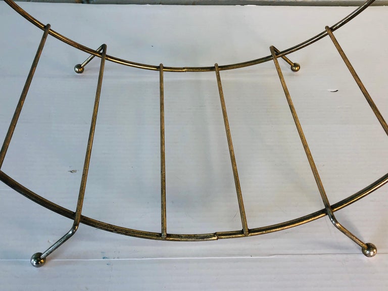 1960s Gold Round Metal Magazine Rack For Sale at 1stDibs