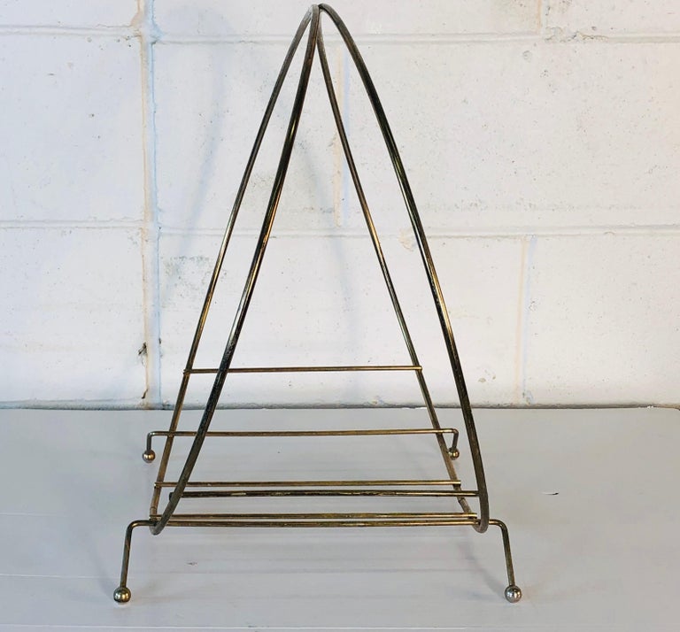 1960s Gold Round Metal Magazine Rack For Sale at 1stDibs