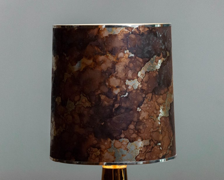 1960s Golden Brutalist Art Glass Table Lamp Designed by Gustav Leek for ...