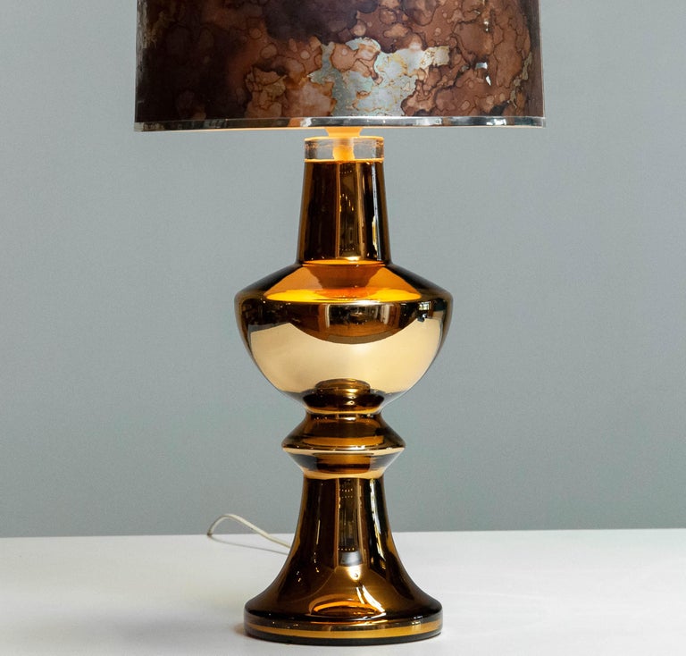 1960s Golden Brutalist Art Glass Table Lamp Designed by Gustav Leek for ...