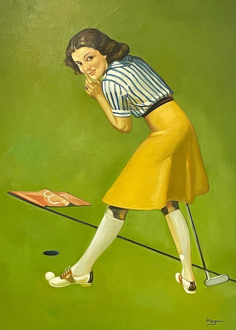 1960s Golf Pinup '8th Hole' by Roberto Moya For Sale at 1stDibs