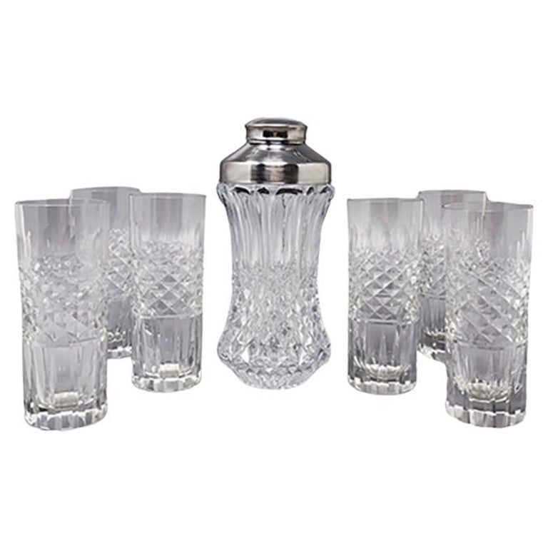 1960s Gorgeous Bohemian Cut Glass Cocktail Shaker with Six Glasses For ...