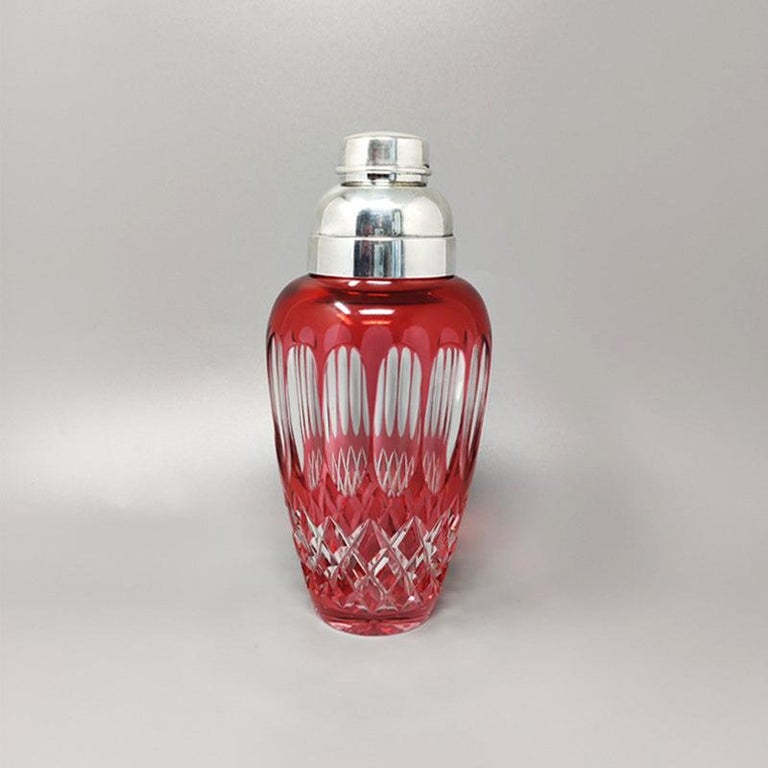1960s Gorgeous Red Bohemian Cut Crystal Glass Cocktail Shaker, Made in ...