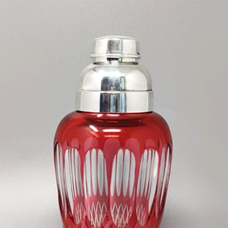 1960s Gorgeous Red Bohemian Cut Crystal Glass Cocktail Shaker, Made in ...