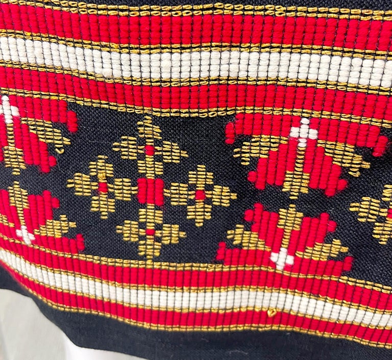1960s Greek Levantis Athens Black Red Linen Vintage 60s Embroidered ...