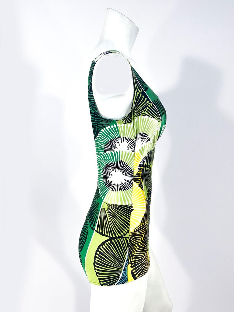 1960s Green and Yellow Hawaiian Printed Bathing Suit For Sale at ...