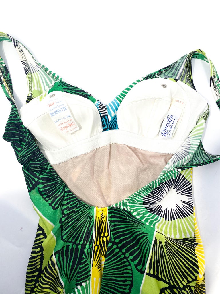 1960s Green and Yellow Hawaiian Printed Bathing Suit For Sale at ...